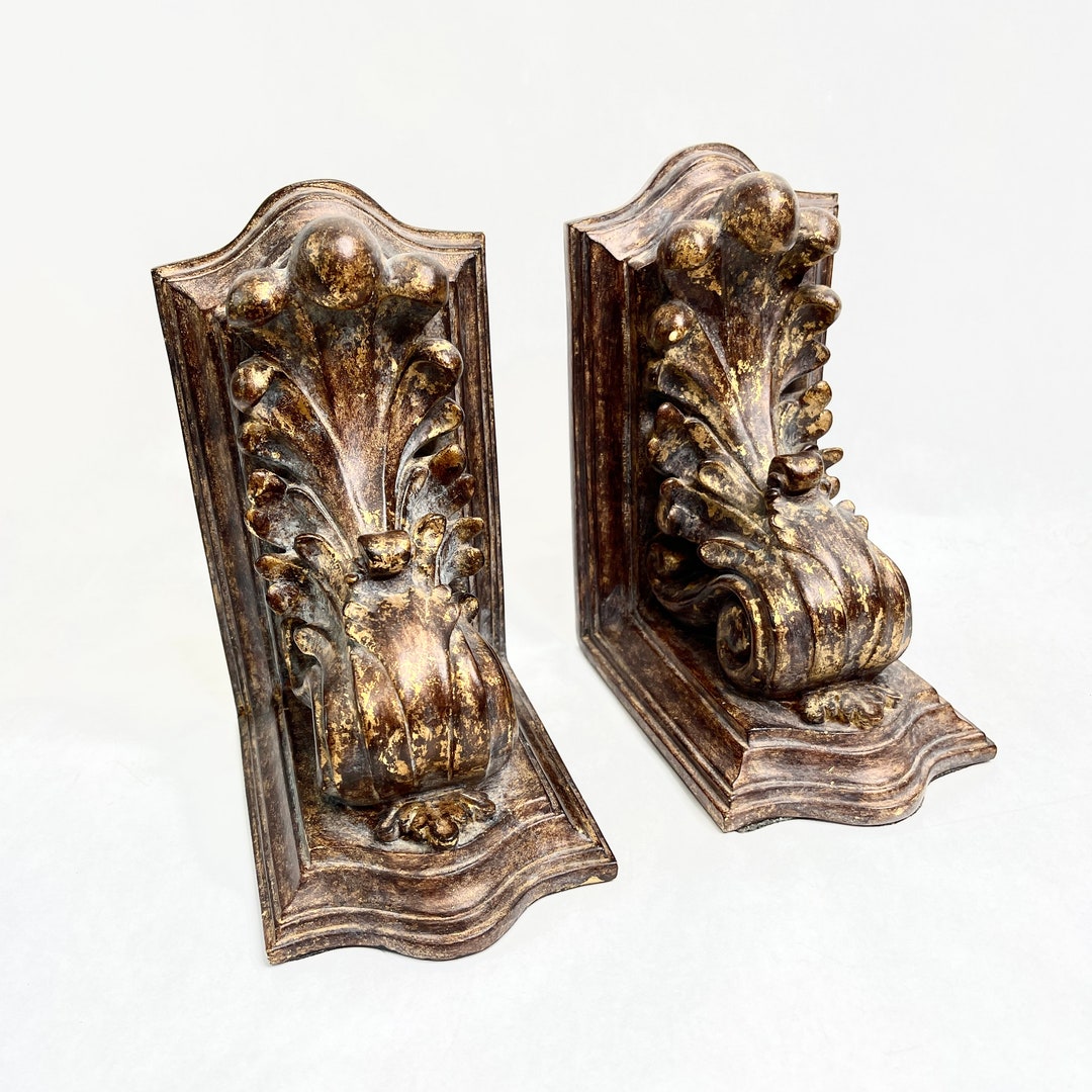 Bookends, Scroll Leaf Bookends, Bronze Color Bookends, Heavy Book ...