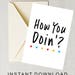 Printable Card How You Doin' Printable Card Friends TV | Etsy