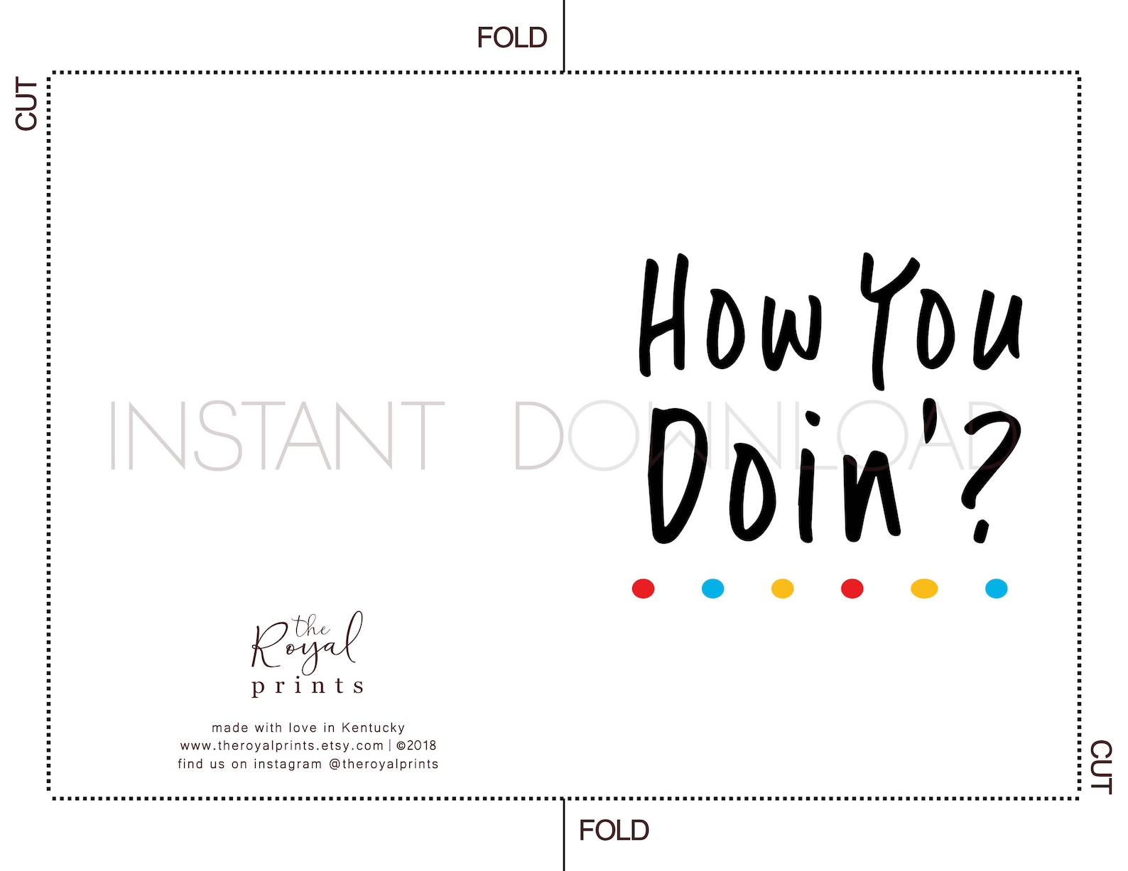 Printable Card How You Doin' Printable Card Friends TV | Etsy