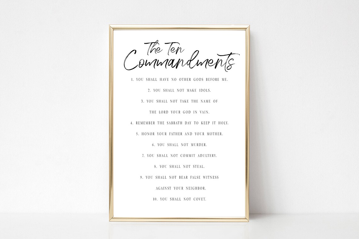 Printable Art, the Ten Commandments Home Decor, Bible Quotes, Christian ...