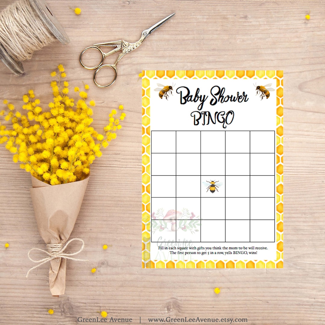 Yellow Bumble Bee Bingo Baby Shower Game Bees Baby Shower - Etsy