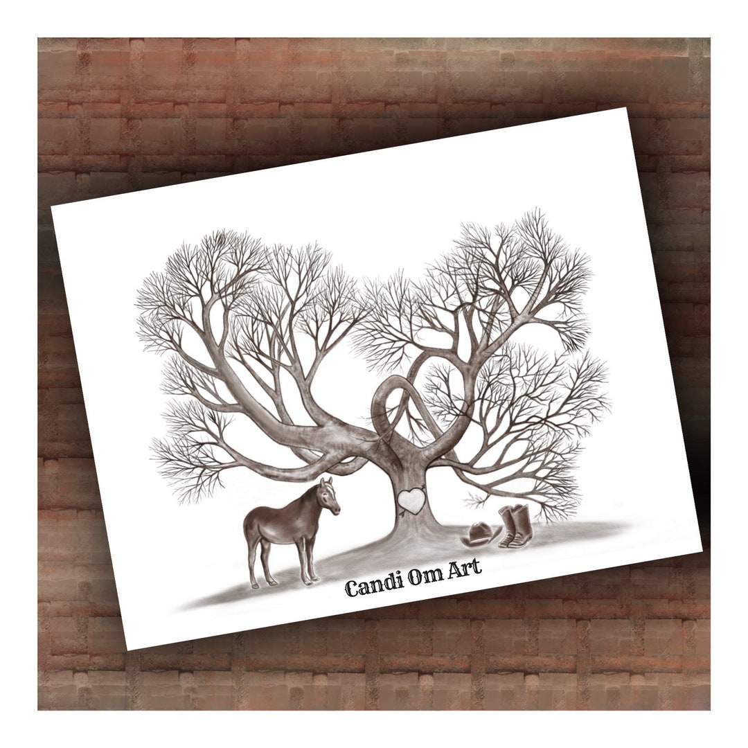 Baby Shower Country Theme Printable Fingerprint Tree Baby Shower, Horse ...