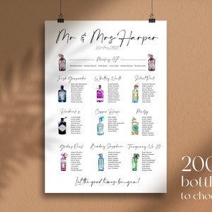 GIN Table Plan Seating Chart Wedding Bottle - Etsy UK