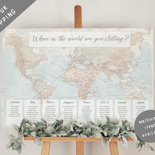 World Map Table Plan - Etsy UK