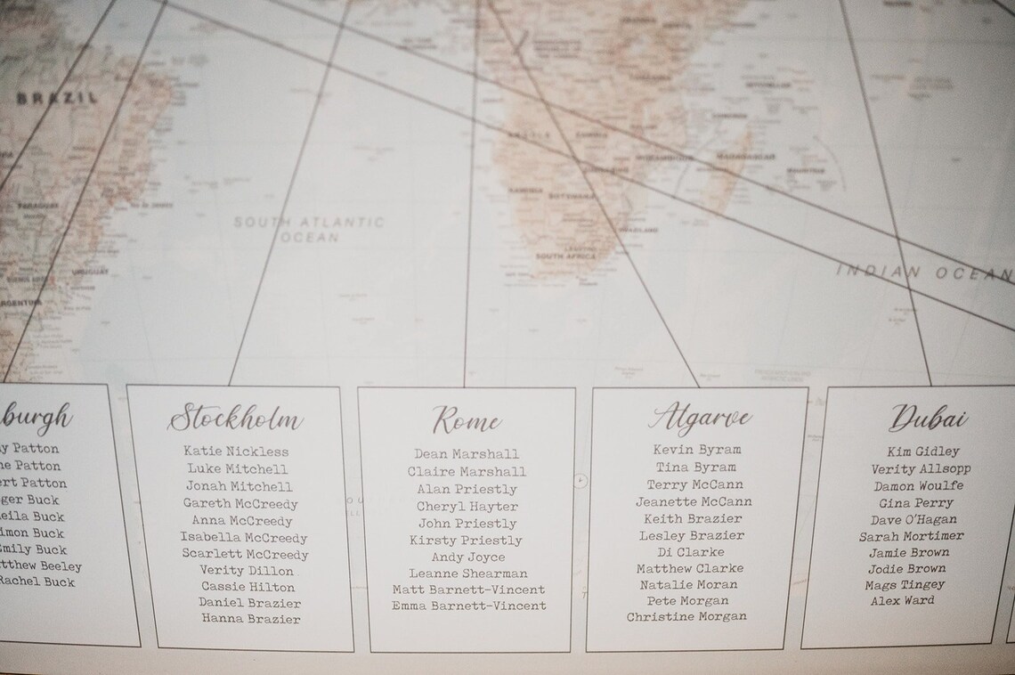 World Map Table Plan Seating Wedding - Etsy UK