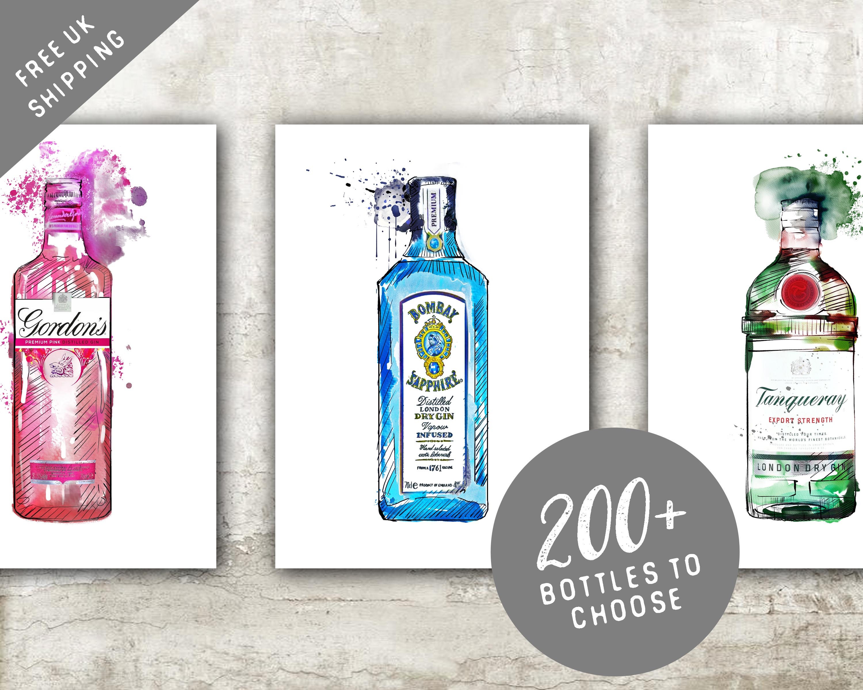 Watercolour Gin Bottle Print 8x10 A4 A5 Edinburgh Scotland Art - Etsy UK