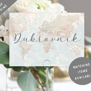 World Map Table Numbers Wedding Centrepiece Table Names | Etsy
