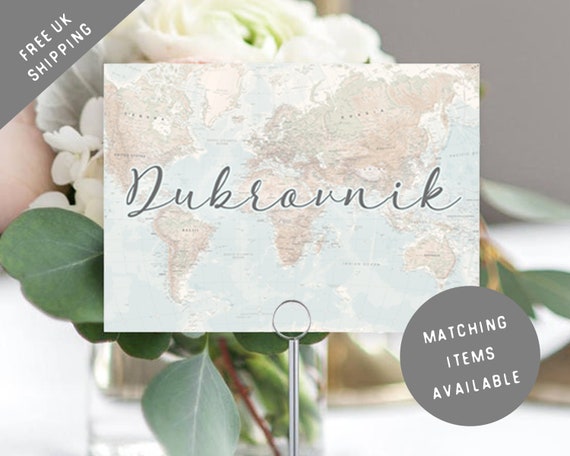 World Map Table Numbers Wedding Centrepiece Table Names | Etsy