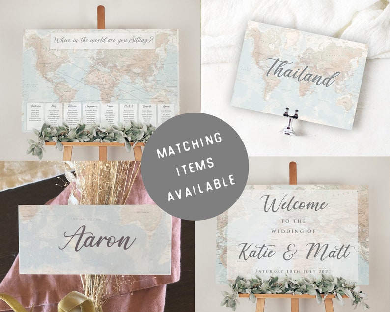 World Map Table Numbers Wedding Centrepiece Table Names Seating Plan ...