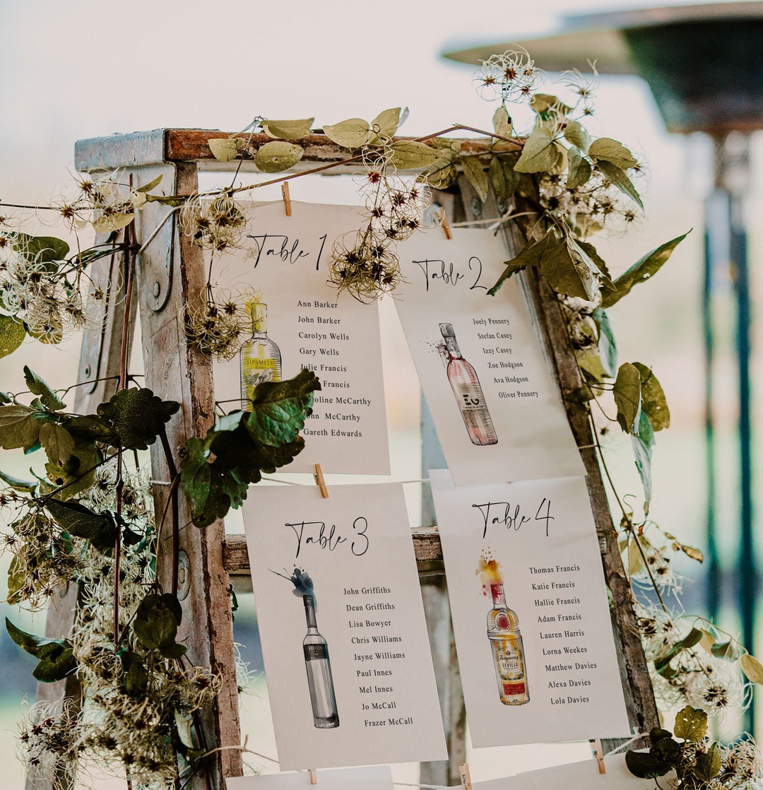 Wedding Gin Tags Table Seating Plan Centrepiece - Etsy UK