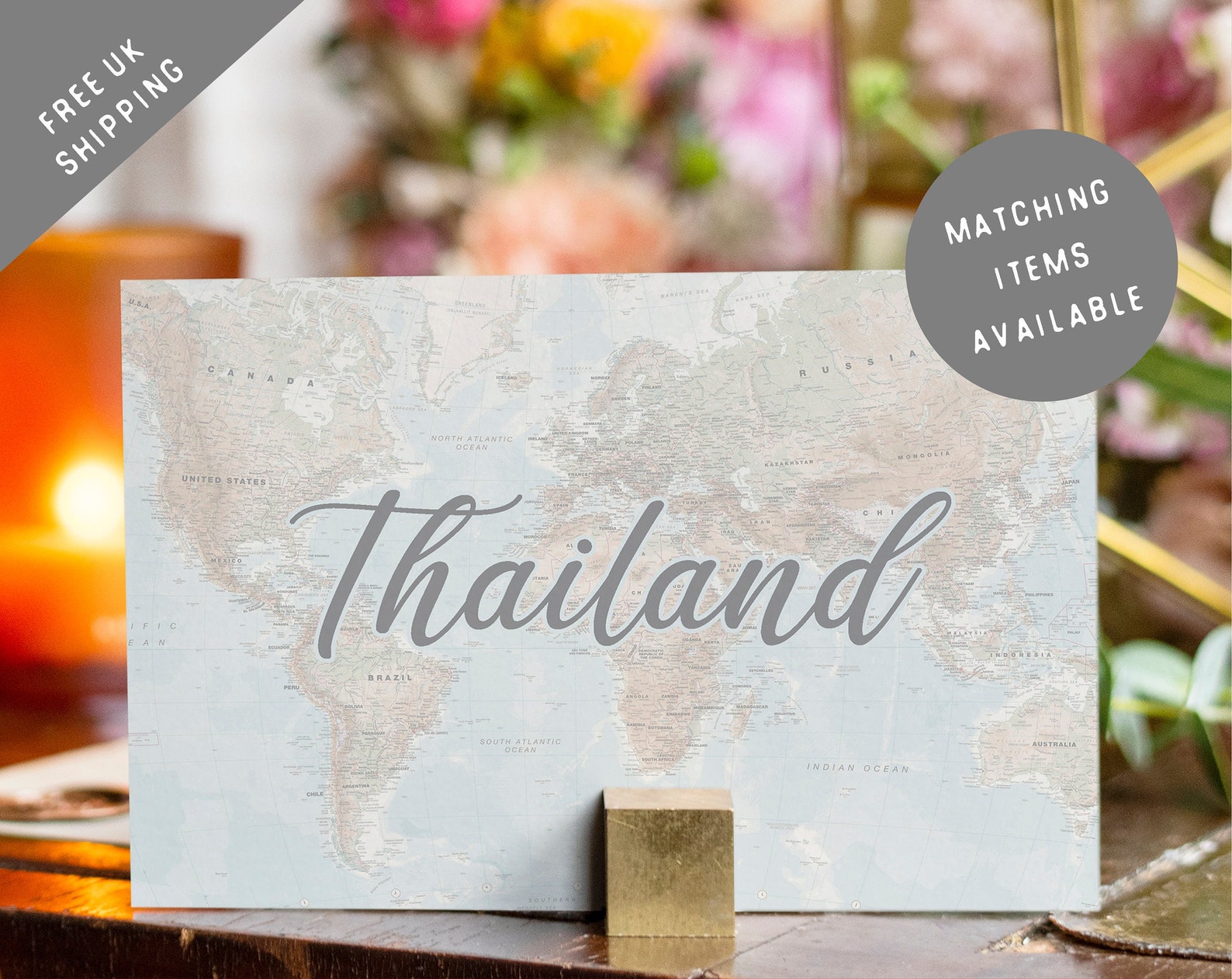 World Map Table Numbers Wedding Centrepiece Table Names Seating Plan ...