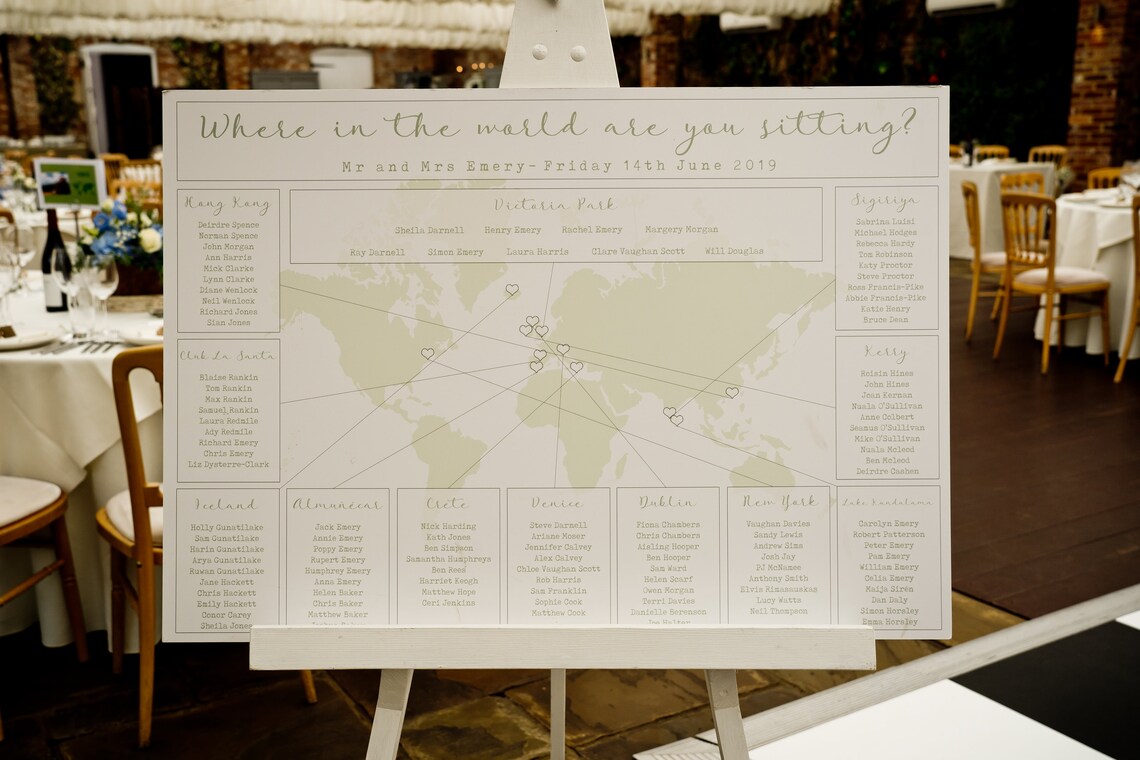 World Map Table Plan Seating Wedding - Etsy UK
