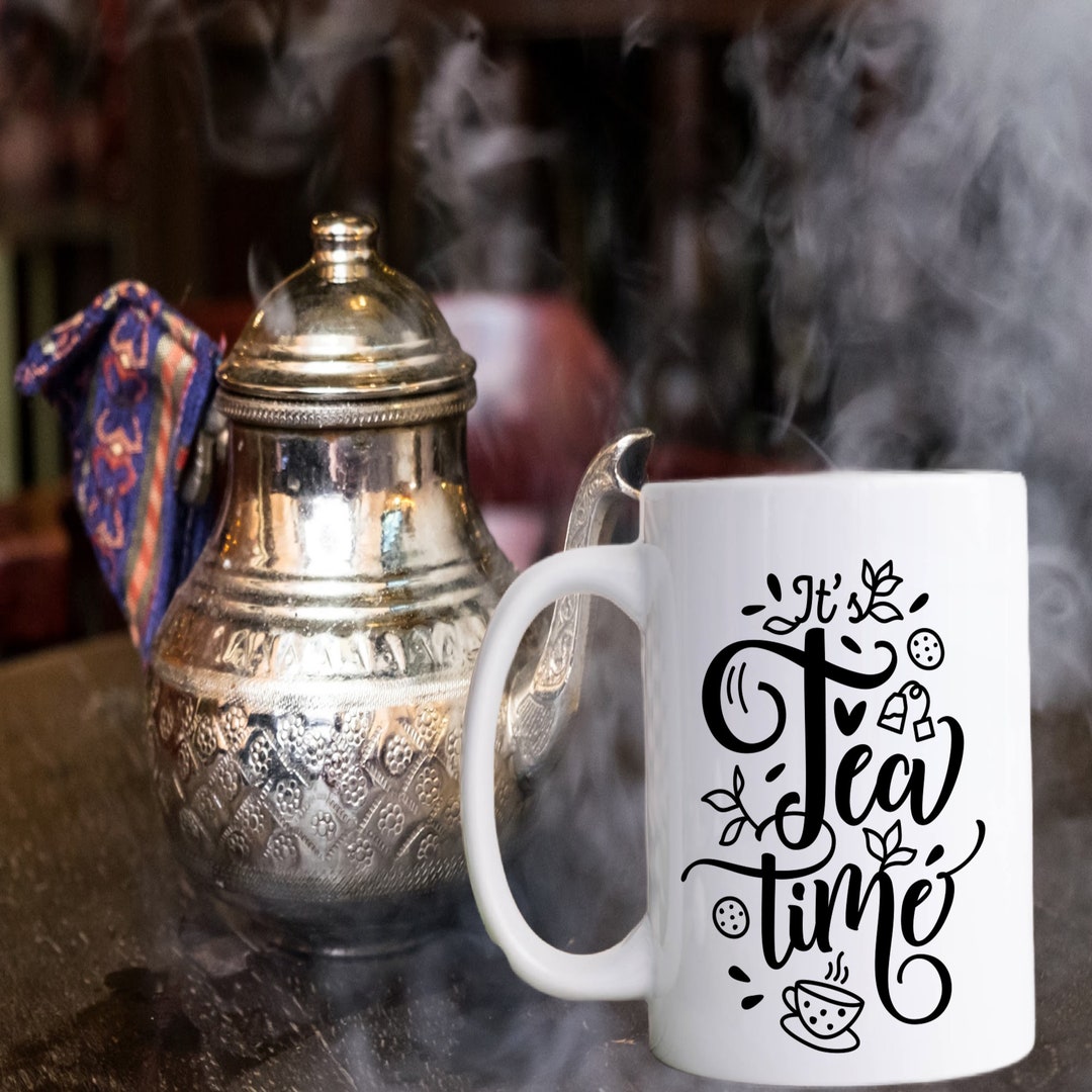 15 Oz Tea Time Mug – Cute Ceramic Cup for Tea Lovers, Cozy Gift for Her ...