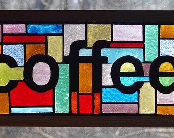 Coffee and Croissant Stained Glass Art Suncatcher, Tea and Pastry ...