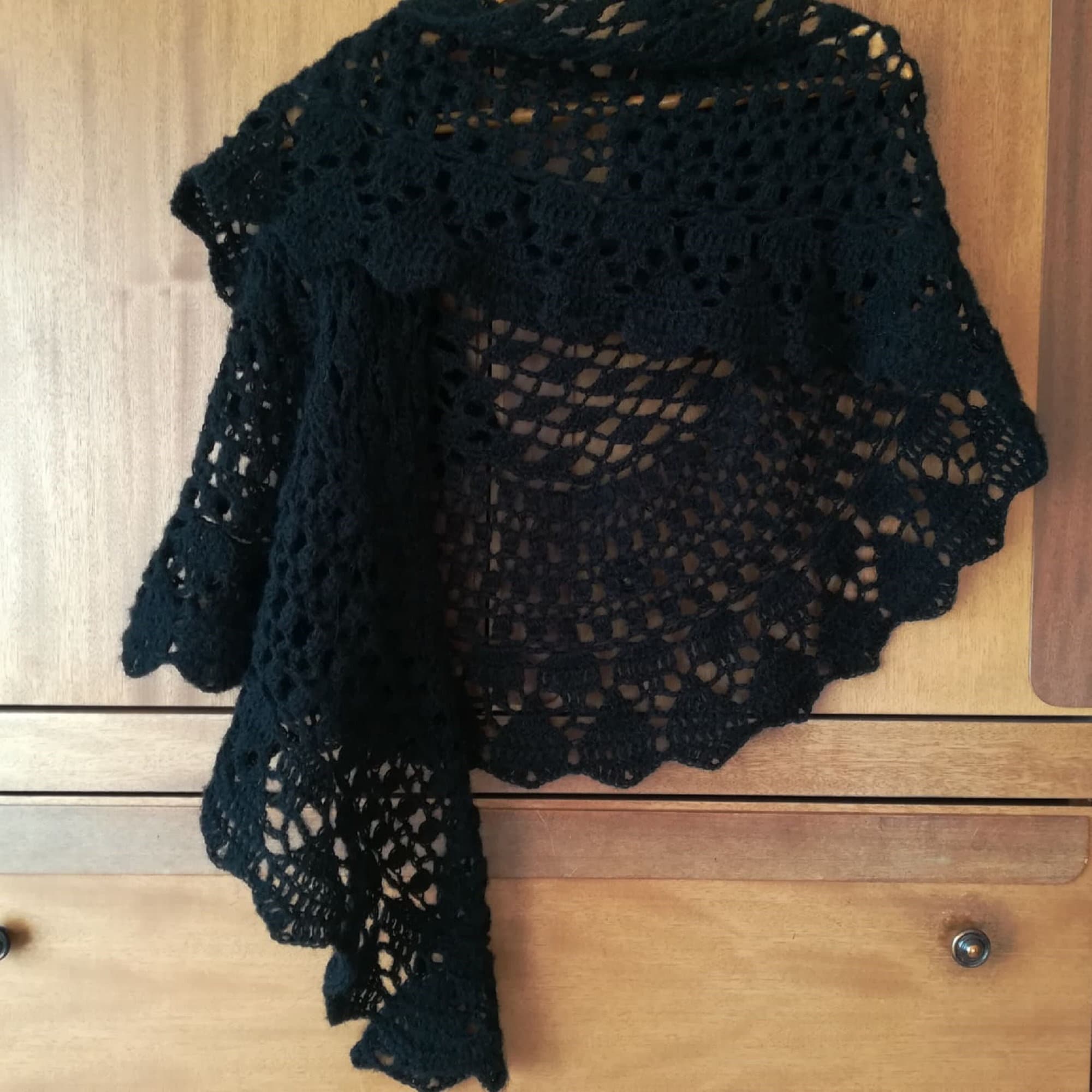 Crochet Black Wrap Pattern Women Knit Scarf Openwork Ladies Shawl - Etsy