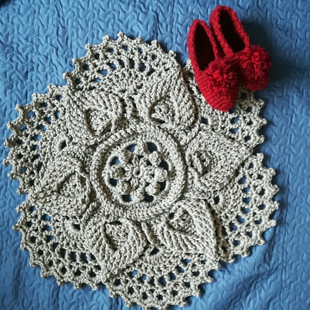 Crochet Doily Rug From Rope Cord Ulita 80 Cm. 31 In. Knit Round Rugs ...