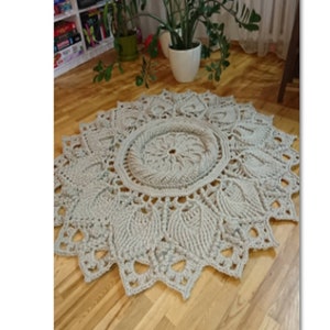 Crochet Doily Rug From Rope Cord Ulita Ulitka Diameter About 43 Inches ...