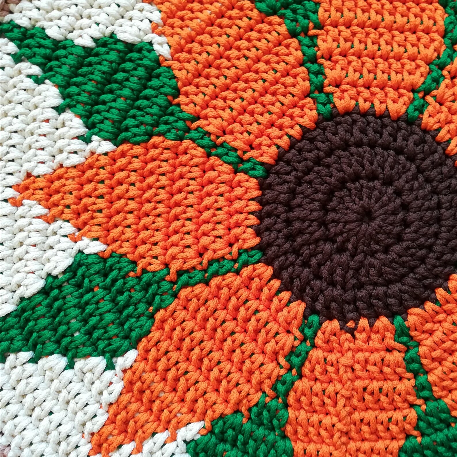 Sunflower Rug Crochet Round Rugs Carpet Knit Rom Rope Cord - Etsy
