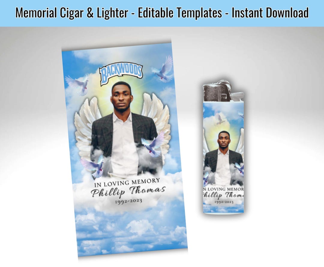 Memorial Cigar & Lighter Label Templates - Editable Canva Design - in ...