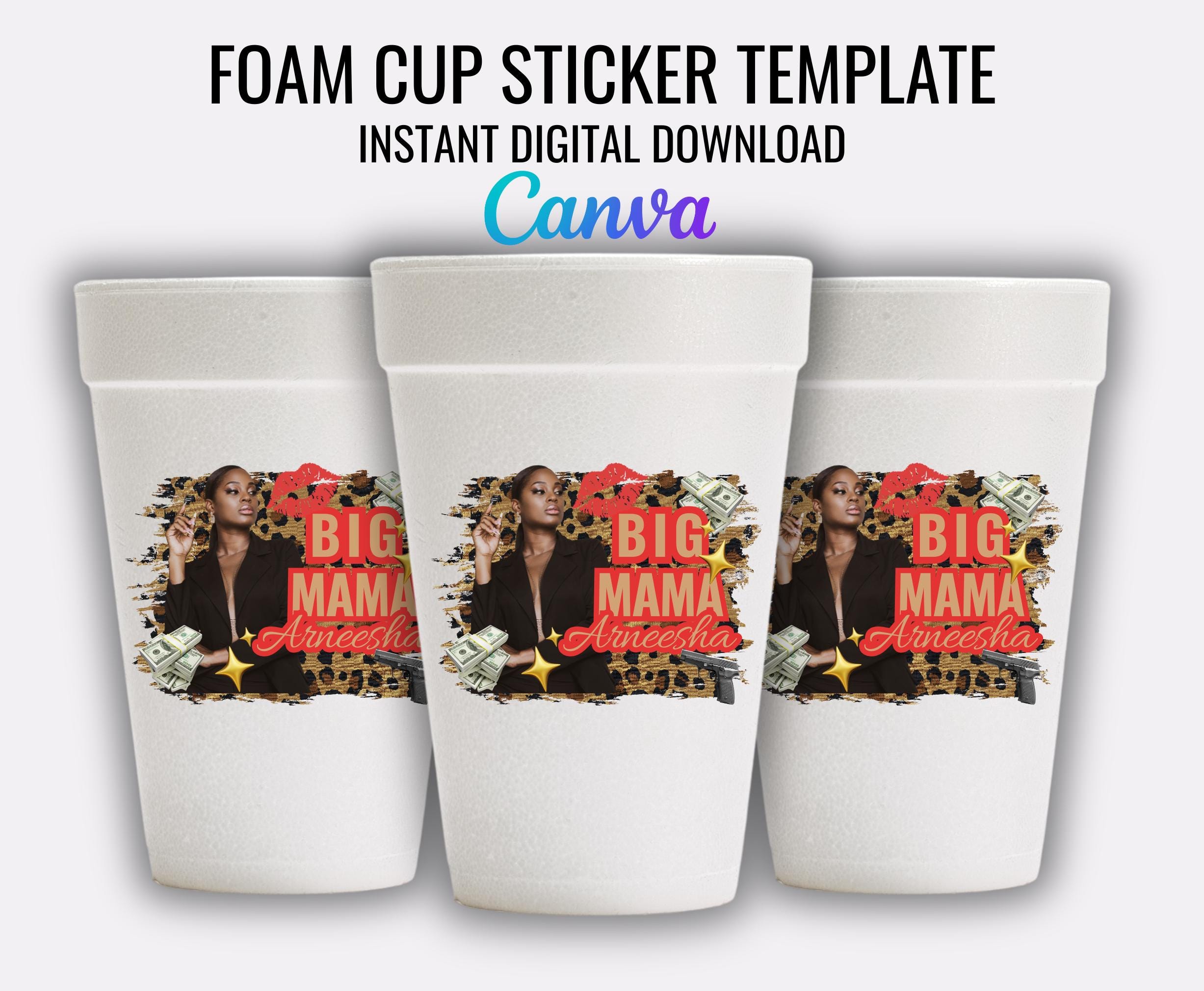 Editable Foam Cup Sticker Template | Instant Download PDF | DIY Party ...