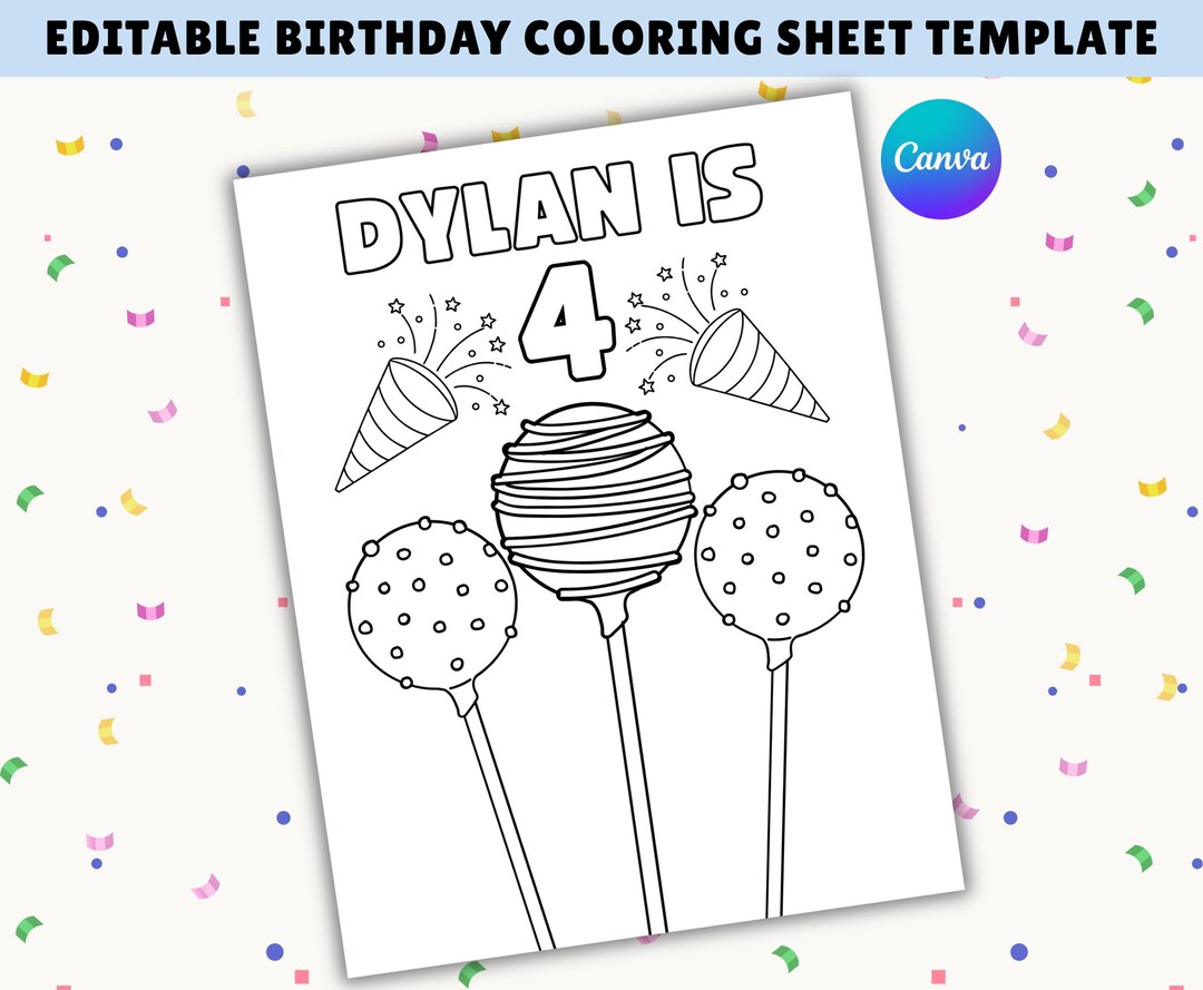 Editable Birthday Coloring Page | Birthday Activity Placemat | Custom ...