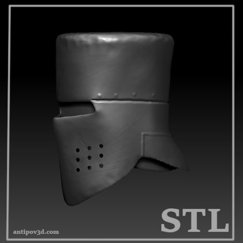 Crusader Helmet Stl 3d Print Armor Helmet Etsy