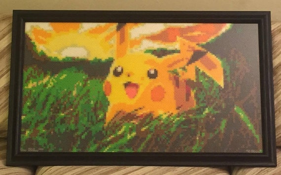 Pikachu at Sunset Perler Portrait | Etsy