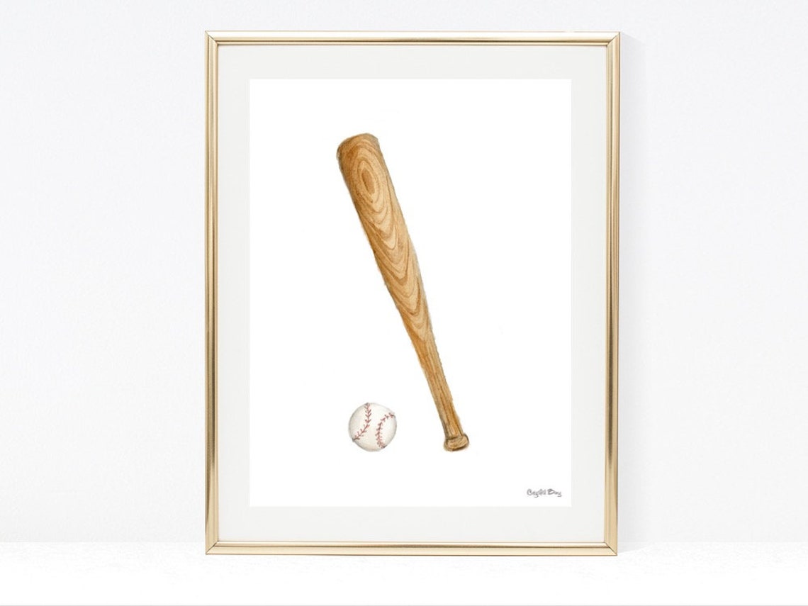 Baseball Bat and Ball Watercolor Wall Art Wall Decor | Etsy