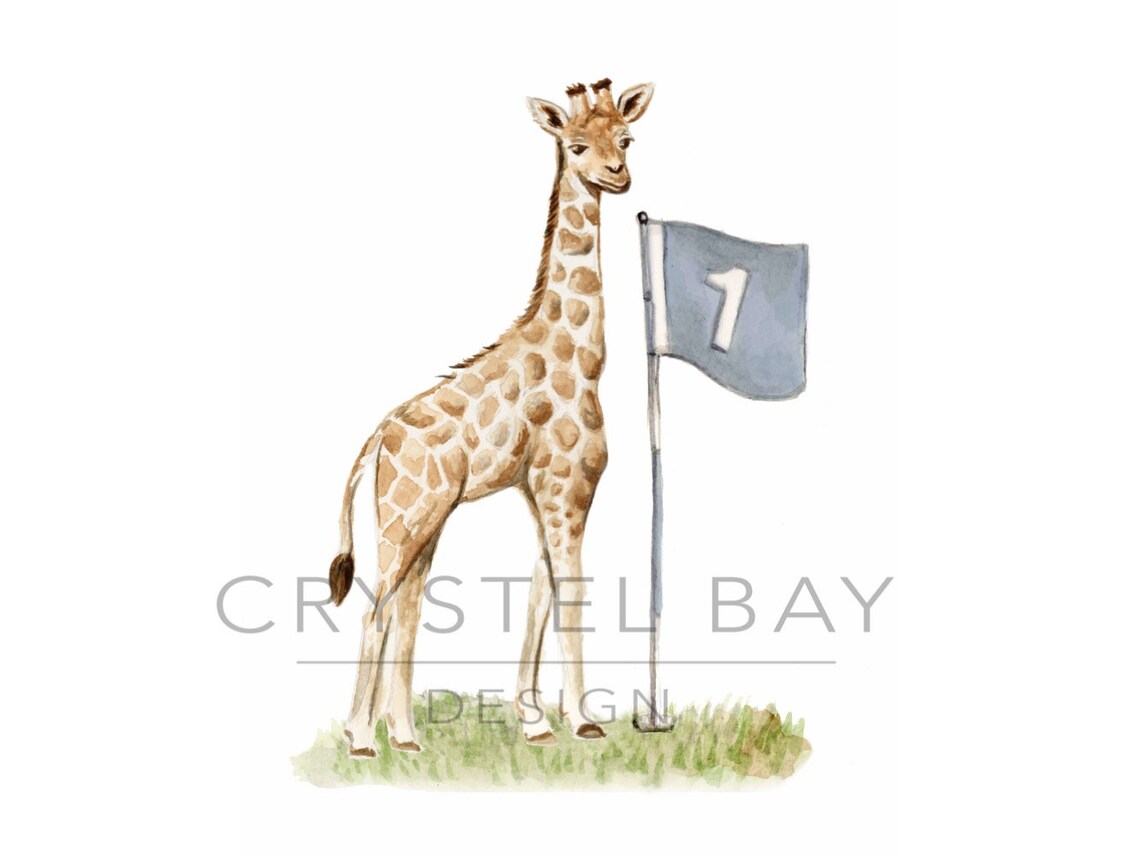 Giraffe Playing Golf Watercolor Wall Art Wall Decor - Etsy