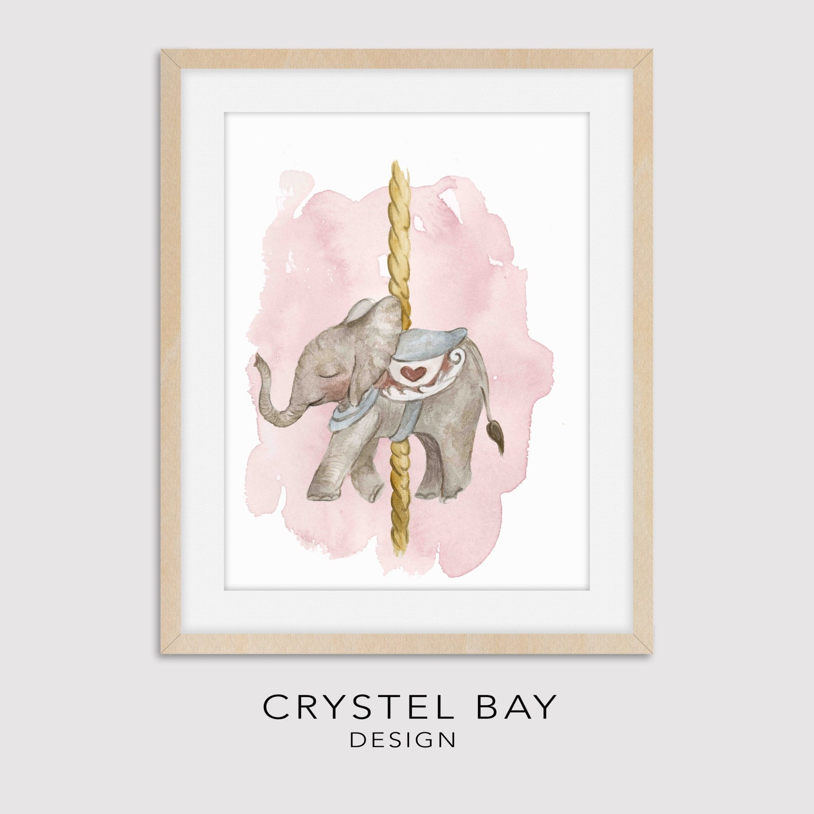 Elephant Carousel Girls Room Nursery Art Print Watercolor - Etsy
