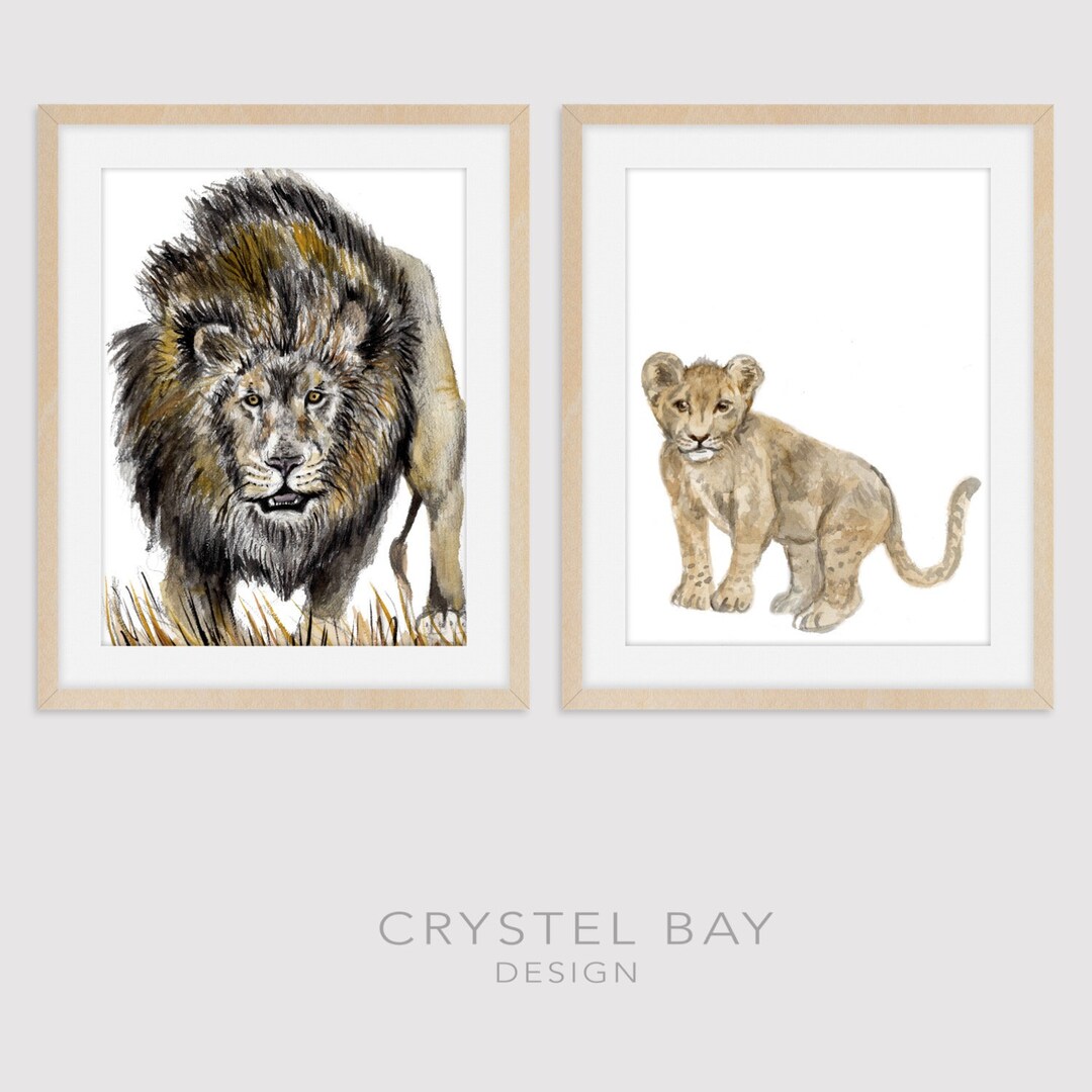 Lion Dad & Cub Set 2 Nursery Art Print, Boys Room, Girls Room ...