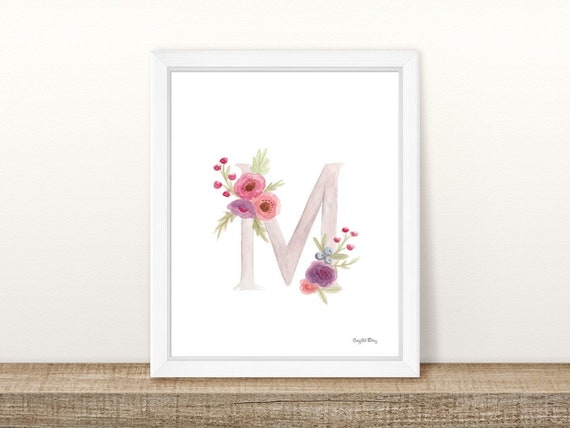 Letter M Watercolor Wall Art Wall Decor Nursery Art Print - Etsy