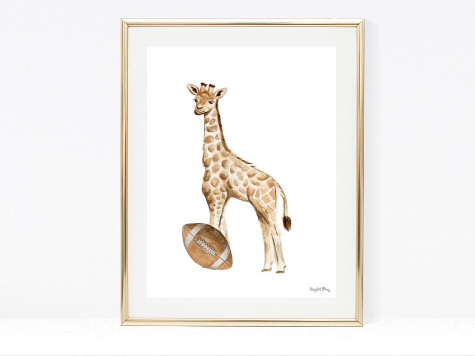 Giraffe Playing Football Watercolor Wall Art Wall Decor - Etsy