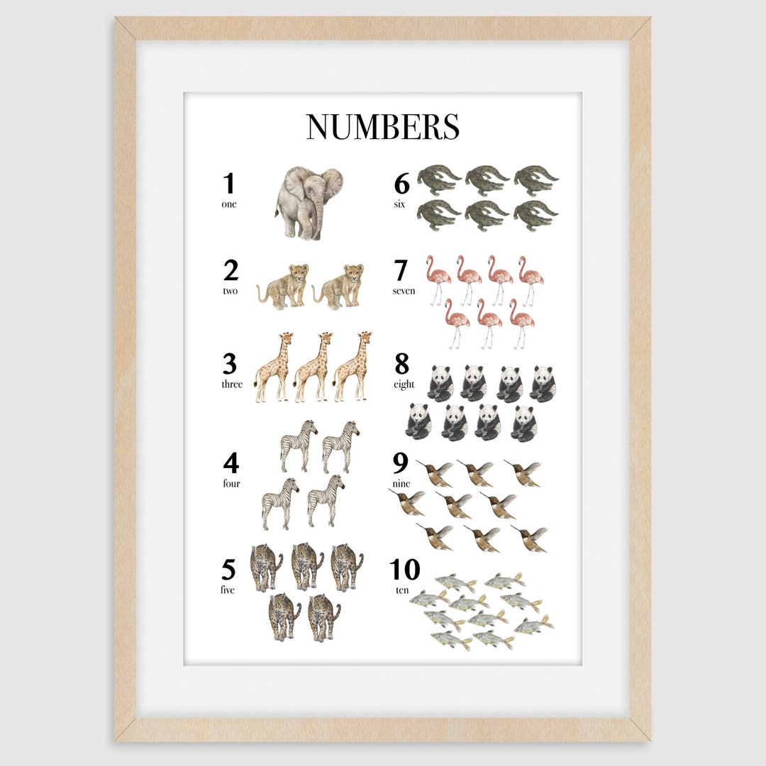 Animal Numbers Watercolor, Kids Room Art, Nursery Art, Animal Art ...