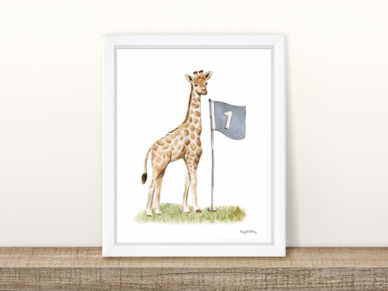 Giraffe Playing Golf Watercolor Wall Art Wall Decor | Etsy