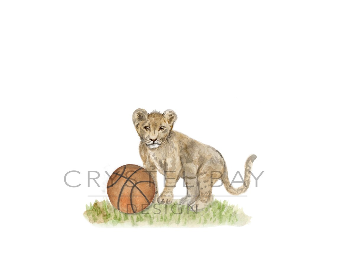 Lion Playing Basketball Watercolor Wall Art Wall Decor - Etsy