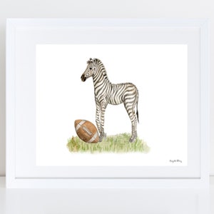 Zebra Playing Football Watercolor Wall Art Wall Decor - Etsy