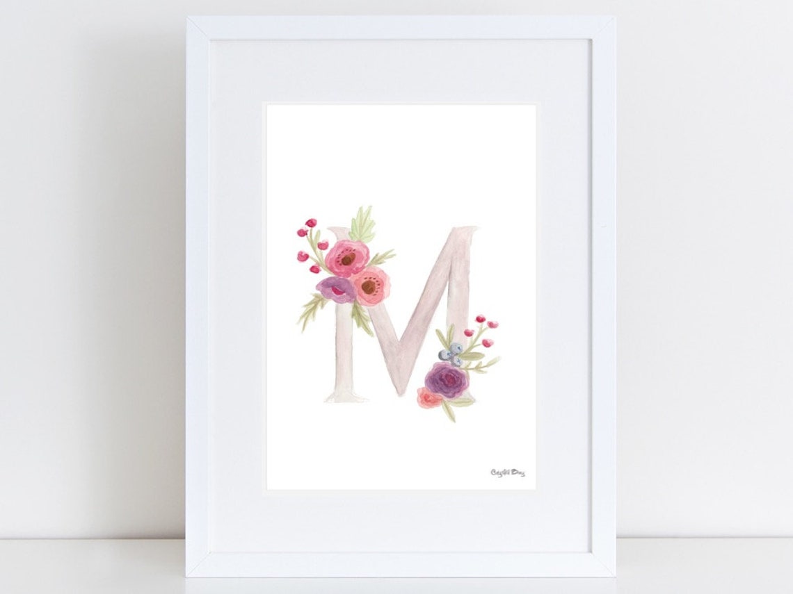 Letter M Watercolor Wall Art Wall Decor Nursery Art Print - Etsy