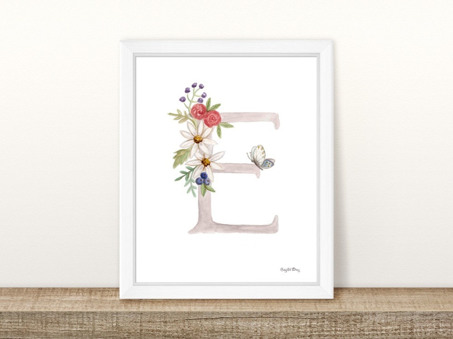 Letter E Watercolor Wall Art Wall Decor Nursery Art Print - Etsy