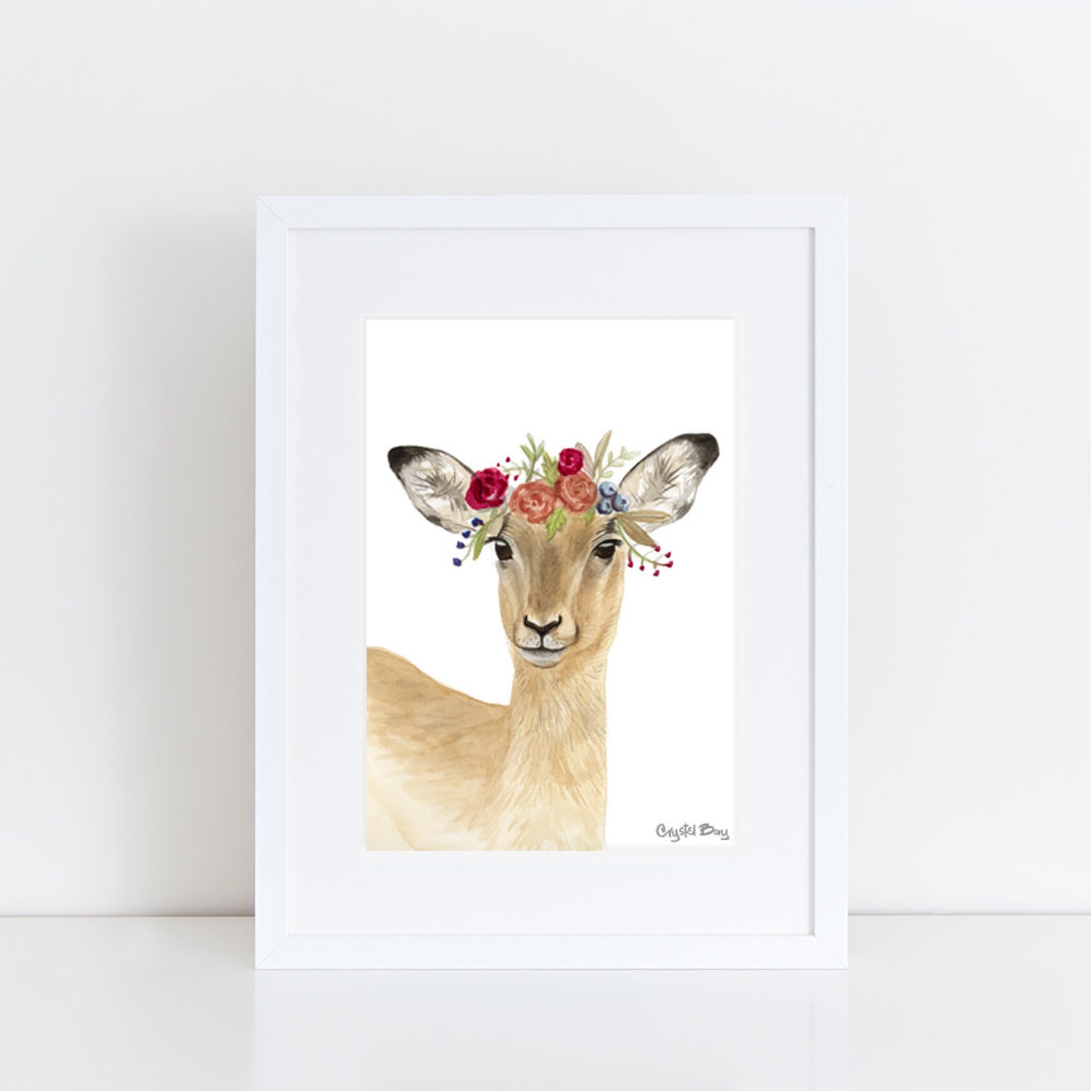 Flower Crown Animals Wall Decor Set of 6 Nursery Art - Etsy