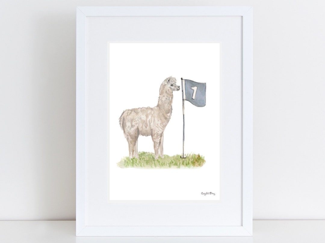 Llama Playing Golf Watercolor Wall Art, Wall Decor, Nursery Art Print ...