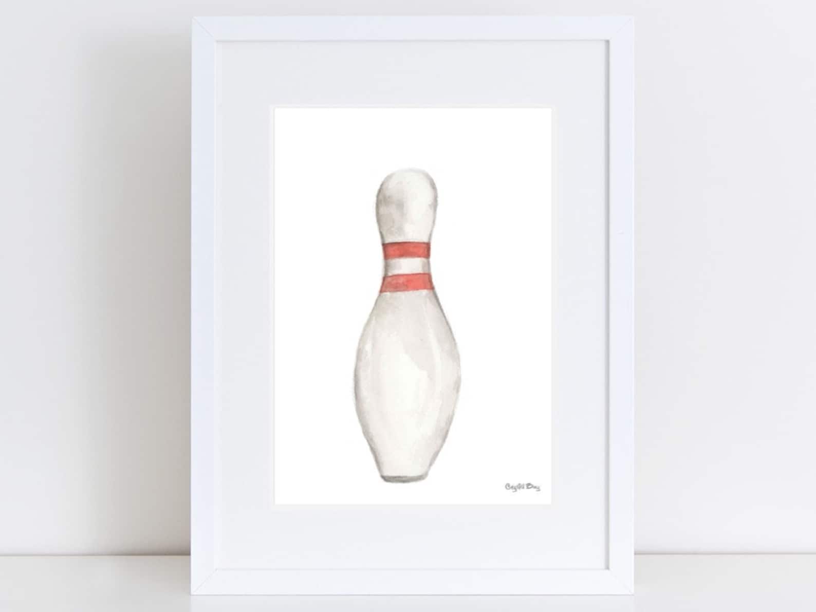 Bowling Pin Watercolor Wall Art Wall Decor Nursery Art | Etsy