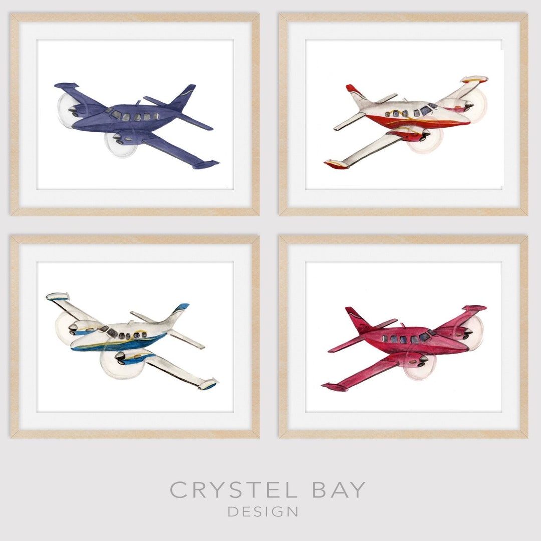 Airplane Nursery Art Set of 4 Boy Nursery Decor, Boys Nursery Art ...