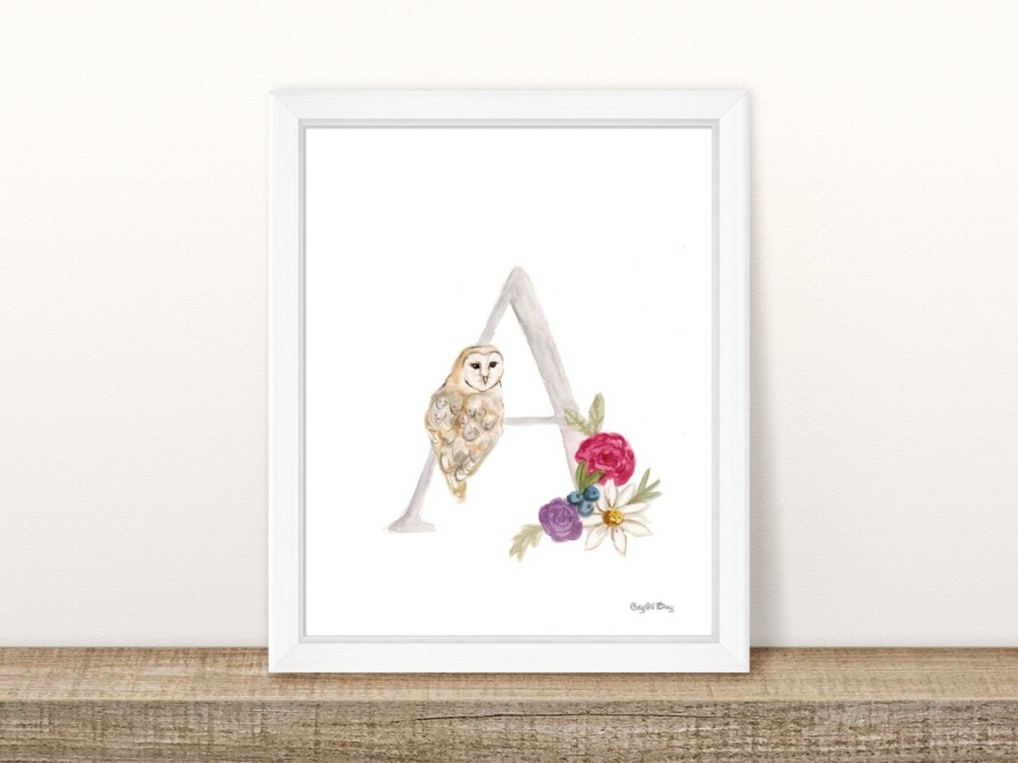 Letter A Watercolor Wall Art Wall Decor Nursery Art Print - Etsy