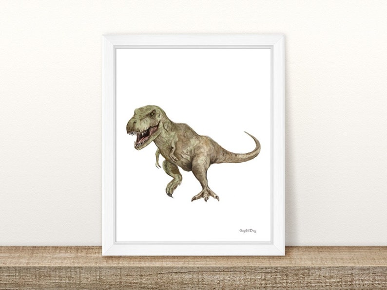 Dinosaur T-rex Watercolor Wall Art Wall Decor Nursery Art | Etsy