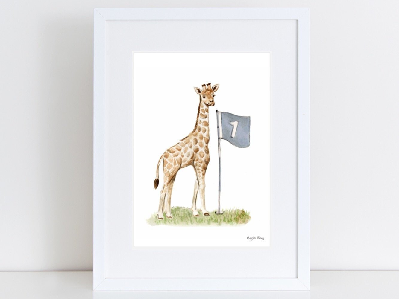 Giraffe Playing Golf Watercolor Wall Art Wall Decor | Etsy