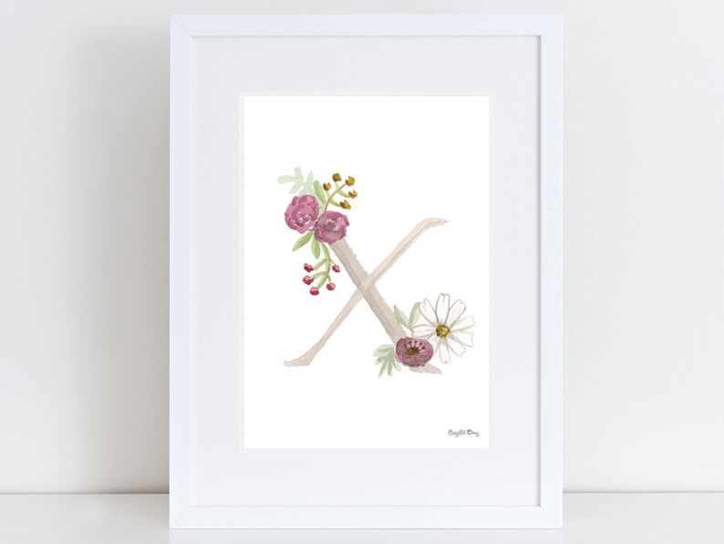 Letter X Watercolor Wall Art Wall Decor Nursery Art Print | Etsy