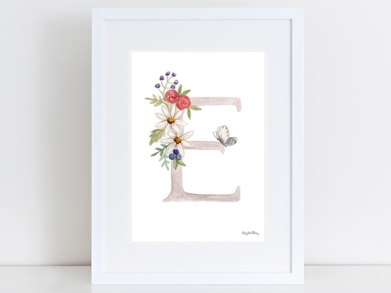 Letter E Watercolor Wall Art Wall Decor Nursery Art Print - Etsy