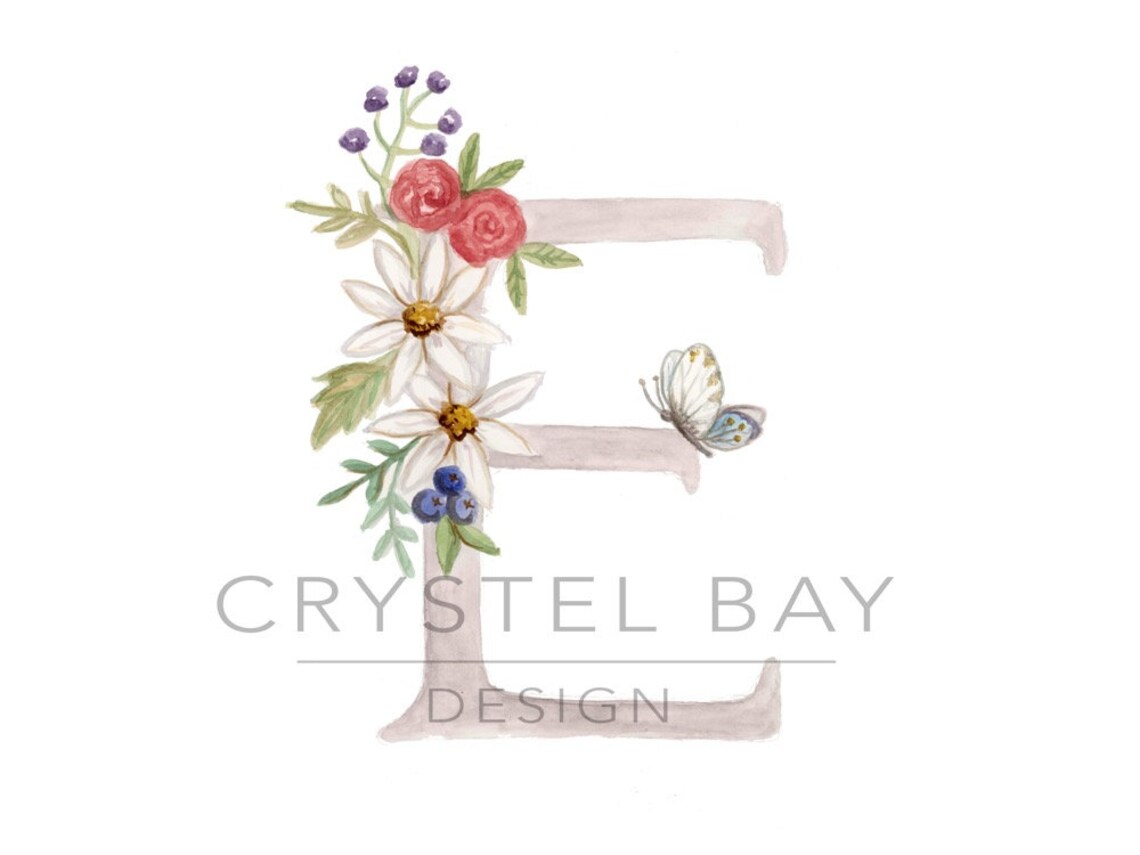 Letter E Watercolor Wall Art Wall Decor Nursery Art Print - Etsy