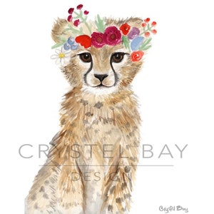 Cheetah Flower Crown Nursery Art Print Africa Baby Shower - Etsy